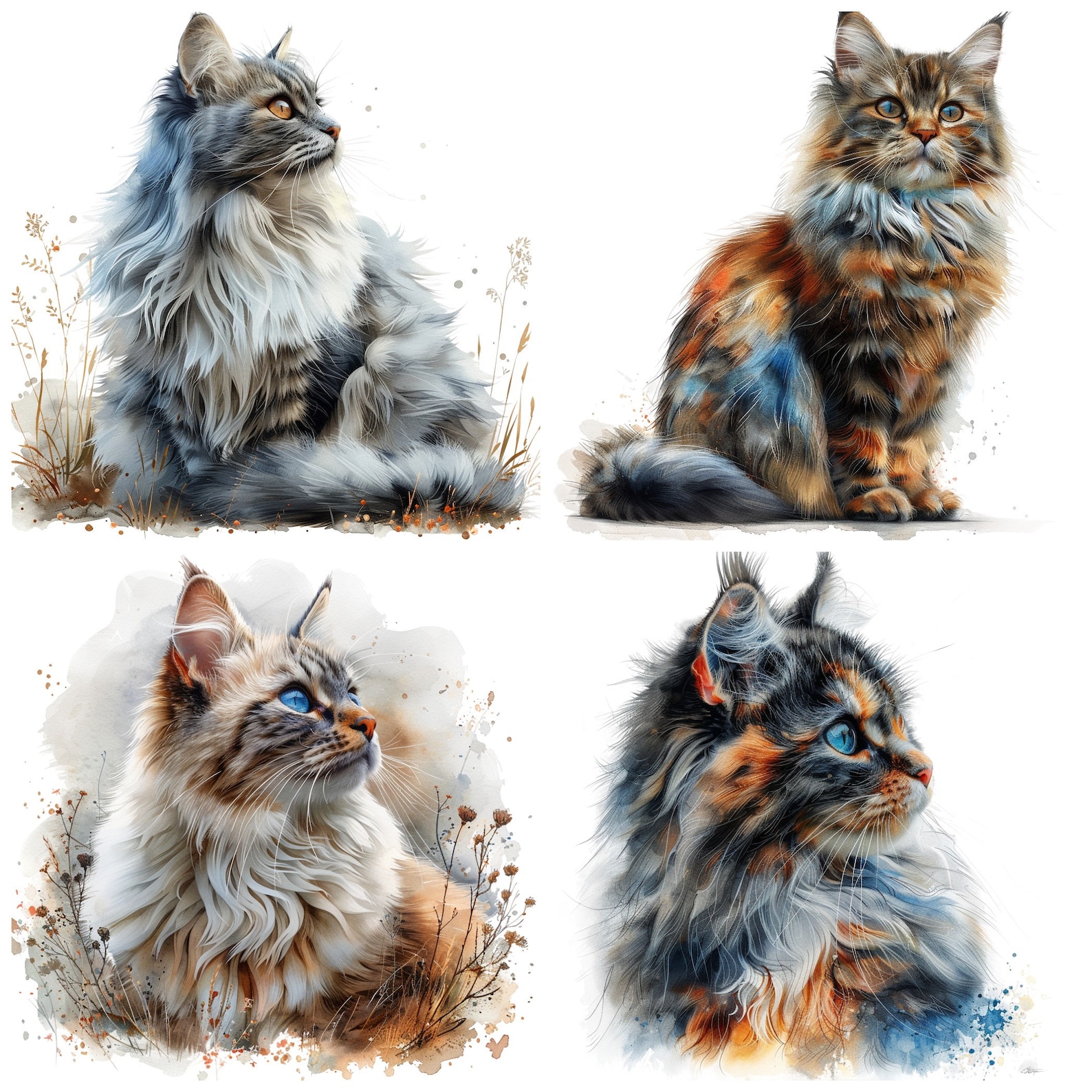Norwegian Forrest Cat Breed PNG Clipart, Watercolor 35 Northern Europe ...