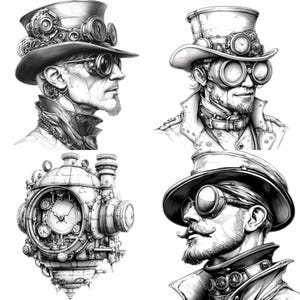 Steampunk Line Art PNG Clipart Bundle, Abstract Line Line Art ...