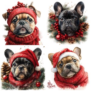 37 Christmas French Bulldog PNG Clipart Bundle, Xmas Frenchie Dog ...