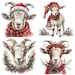 Christmas Goats PNG Clipart, Watercolor 45 Festive Goat Transparent ...