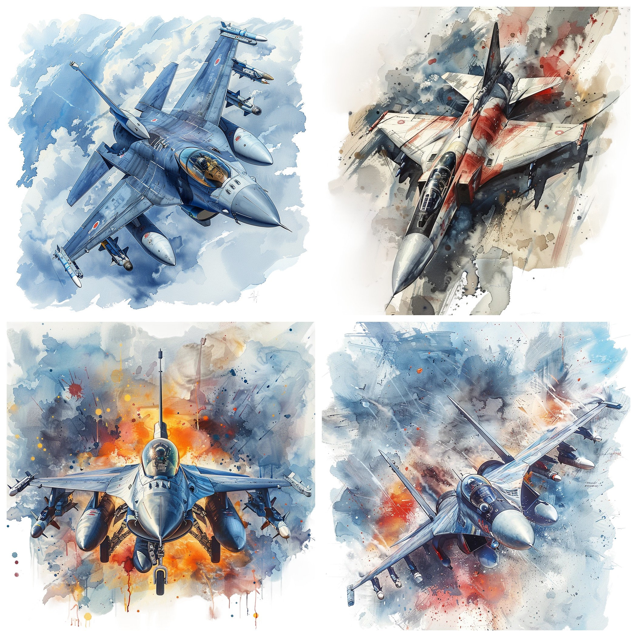 35 Watercolor Jet Fighter PNG Clipart, Supersonic Fighter Jet Scenery ...