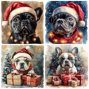 Christmas French Bulldog Clipart Bundle, Festive Frenchie PNG ...