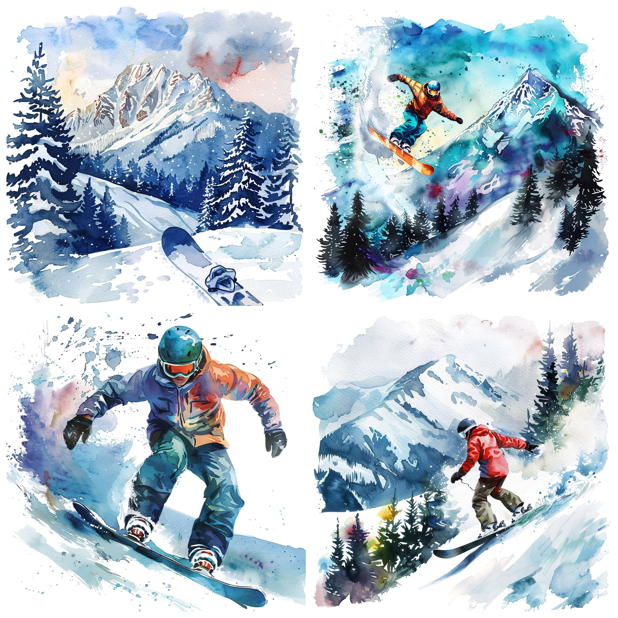Watercolor Snowboarding Clipart, Winter Sport PNG Images (commercial ...
