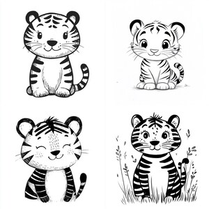 Tiger Line Art PNG Clipart Bundle, Abstract Line Line Art Sublimation ...