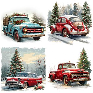 Watercolor Christmas Car Clipart, Holiday Vehicle PNG (commercial Use ...
