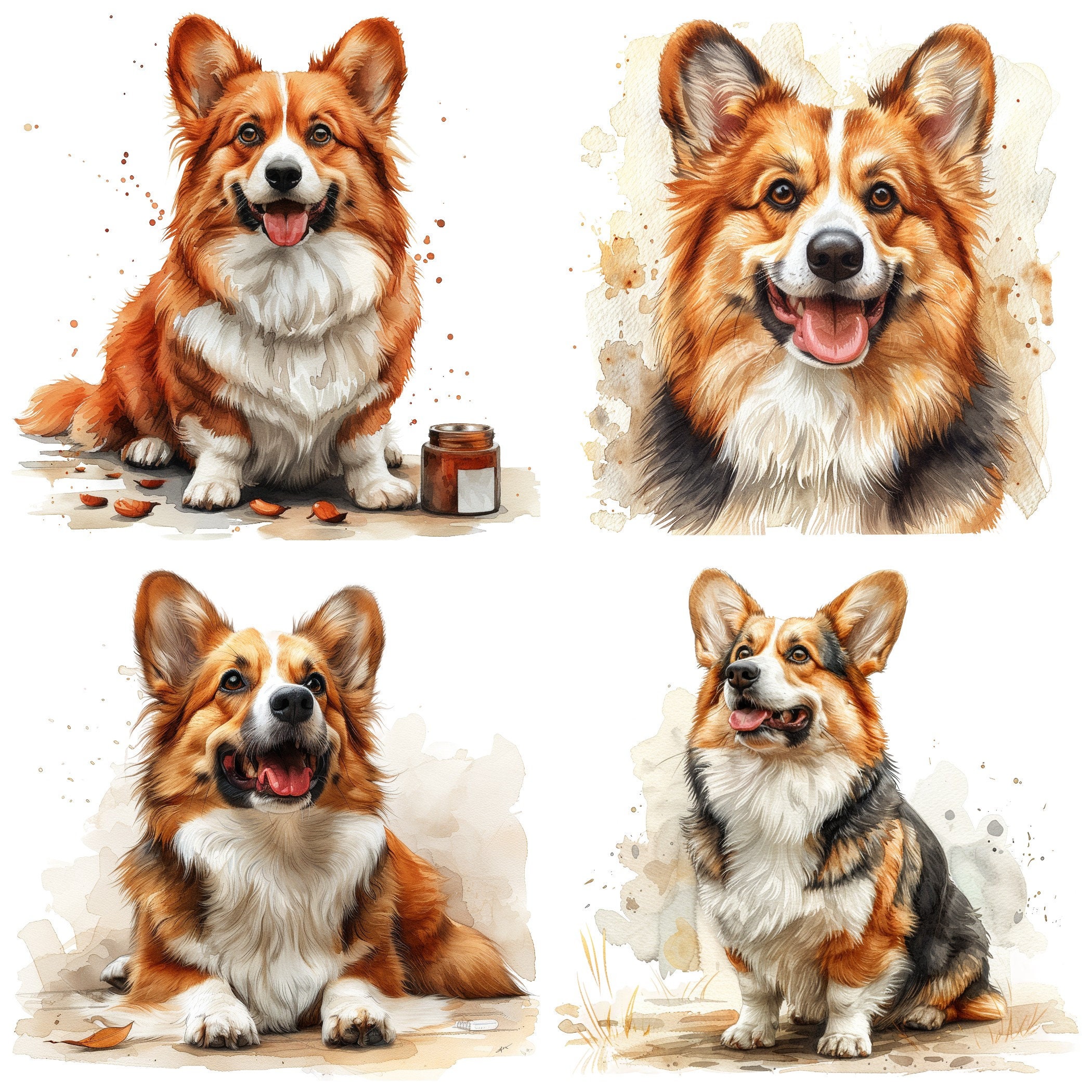 31 Pembroke Welsh Corgi PNG Clipart, Watercolor Welsh Corgi Portrait ...