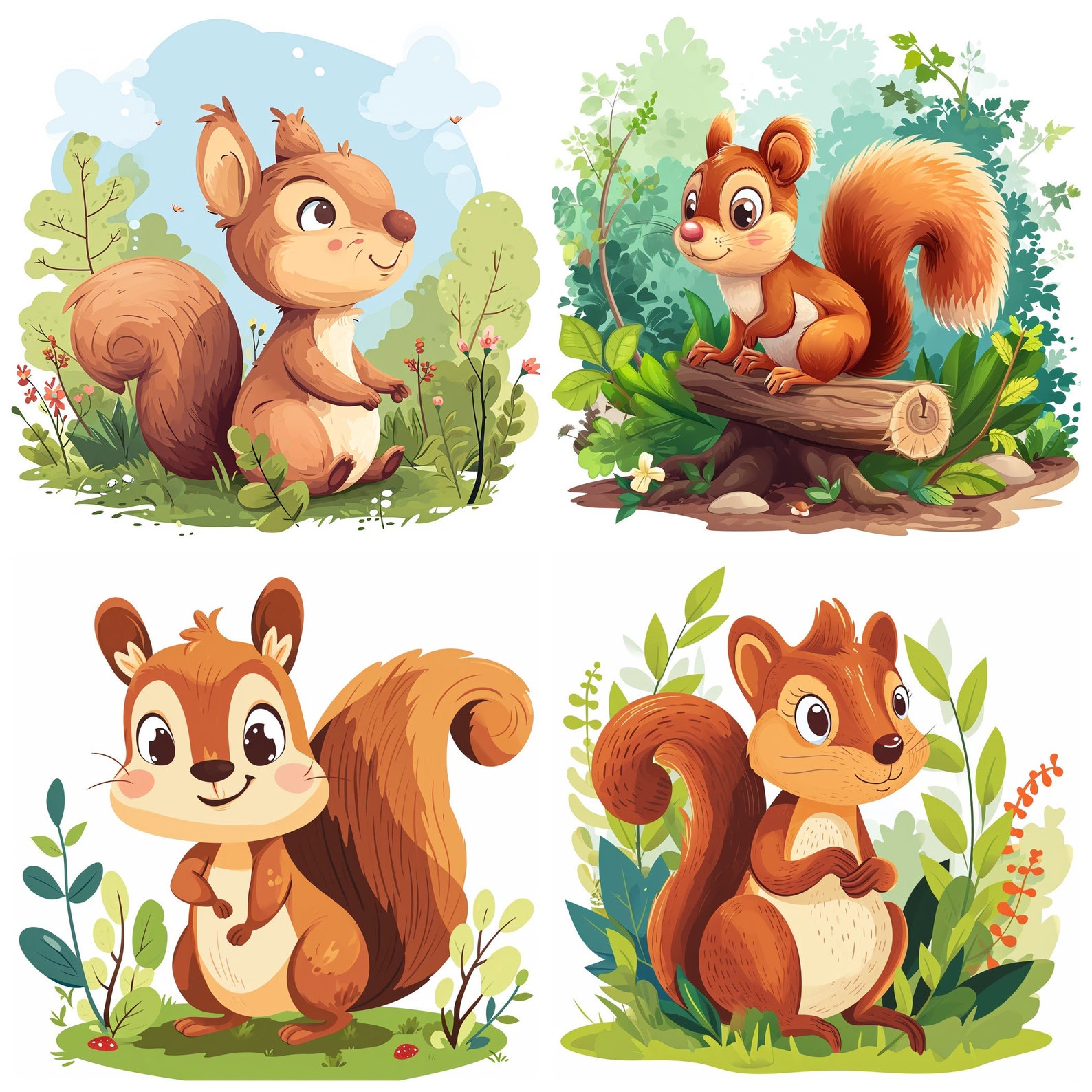 30 Cartoon Red Squirrel PNG Clipart, Adorable Red Squirrel Family ...