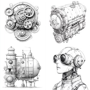 Steampunk Line Art PNG Clipart Bundle, Abstract Line Line Art ...