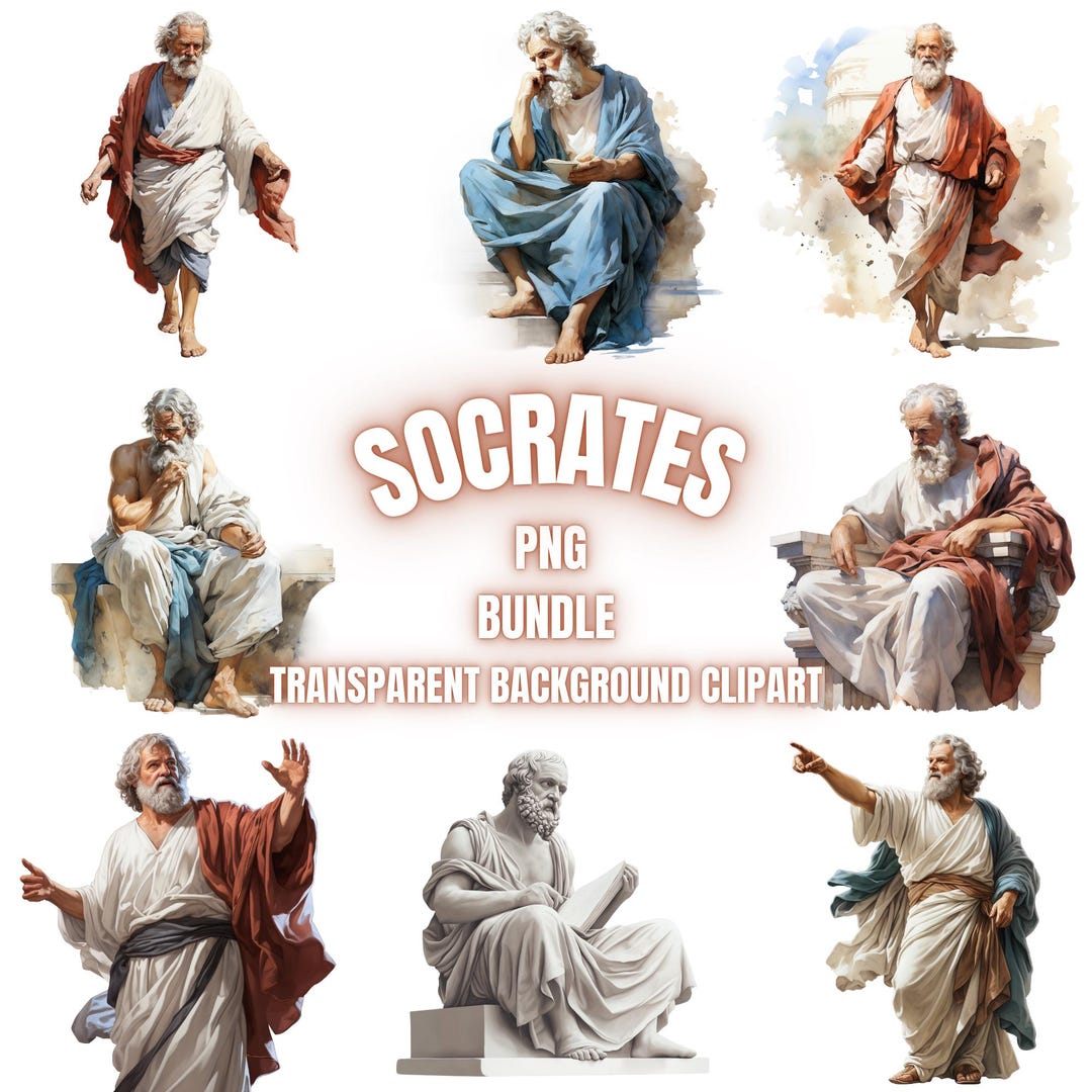 Socrates PNG Clip Art Bundle, Watercolor Ancient Greek Philosopher ...