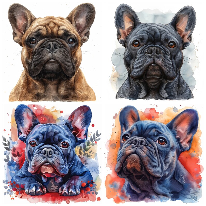 38 French Bulldog PNG Clipart, Watercolor Cute Frenchie Bulldog ...