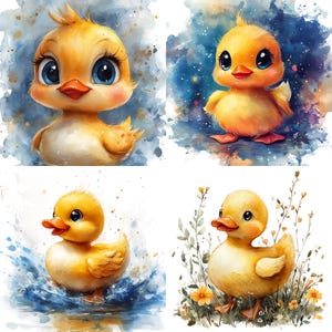 30 Rubber Duck PNG Clipart Bundle, Watercolor Cute Baby Shower ...