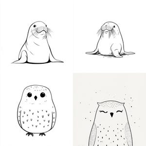 Arctic Animals Line Art PNG Clipart Bundle, Abstract Line Line Art ...