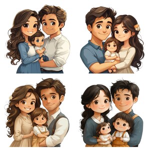 Chibi Family PNG Clipart Bundle, Cute Cartoon Illustration (commercial ...