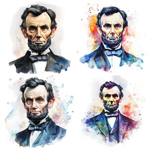 Abraham Lincoln Watercolor Clipart Bundle, Presidential Icon (PNG ...