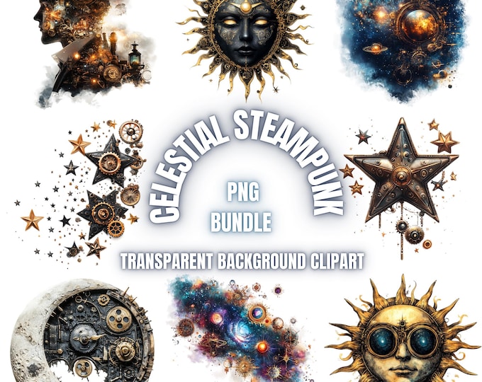 28 Watercolor Steampunk PNG Clipart Steampunk Celestial Clipart ...