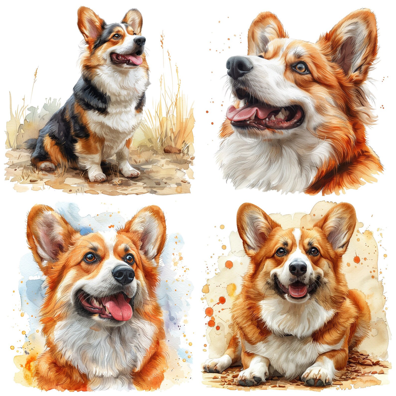 31 Pembroke Welsh Corgi PNG Clipart, Watercolor Welsh Corgi Portrait ...