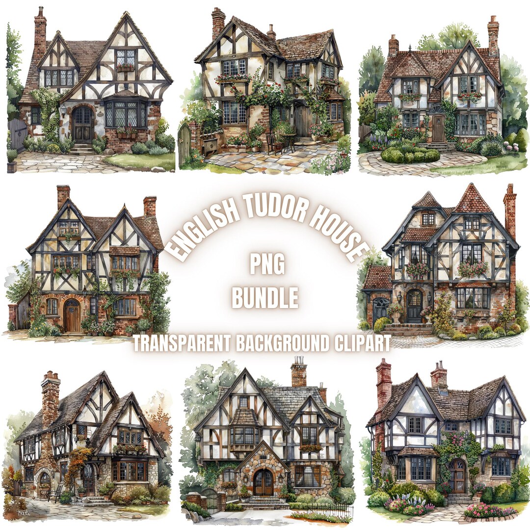 English Tudor House PNG Clipart Bundle, Traditional House Illustration ...