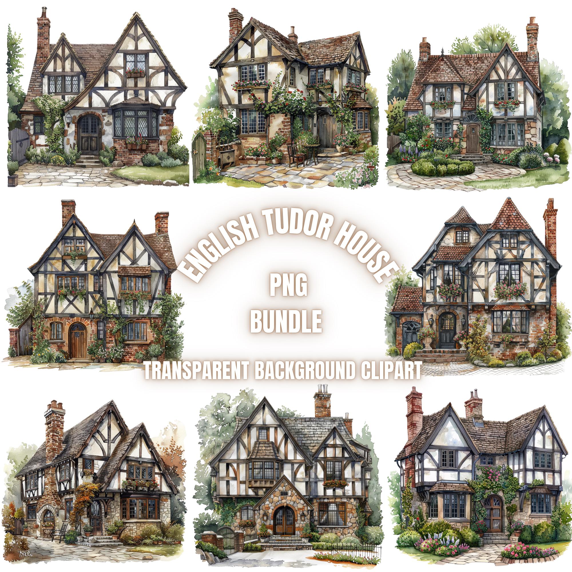 English Tudor House PNG Clipart Bundle, Traditional House Illustration ...