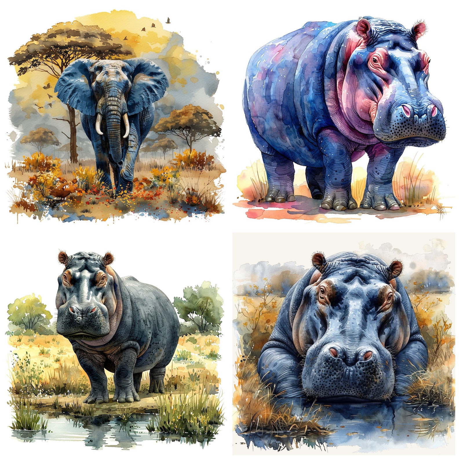 47 Africa Savannah Animals PNG Clipart , Watercolor Savanna Wildlife ...