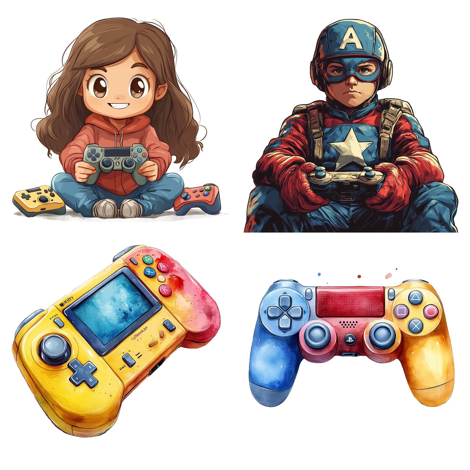 National Video Games Day Clipart Bundle, Gamer Graphics (PNG) - Etsy