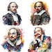 William Shakespeare PNG Clipart Bundle, Watercolor William Shakespeare ...