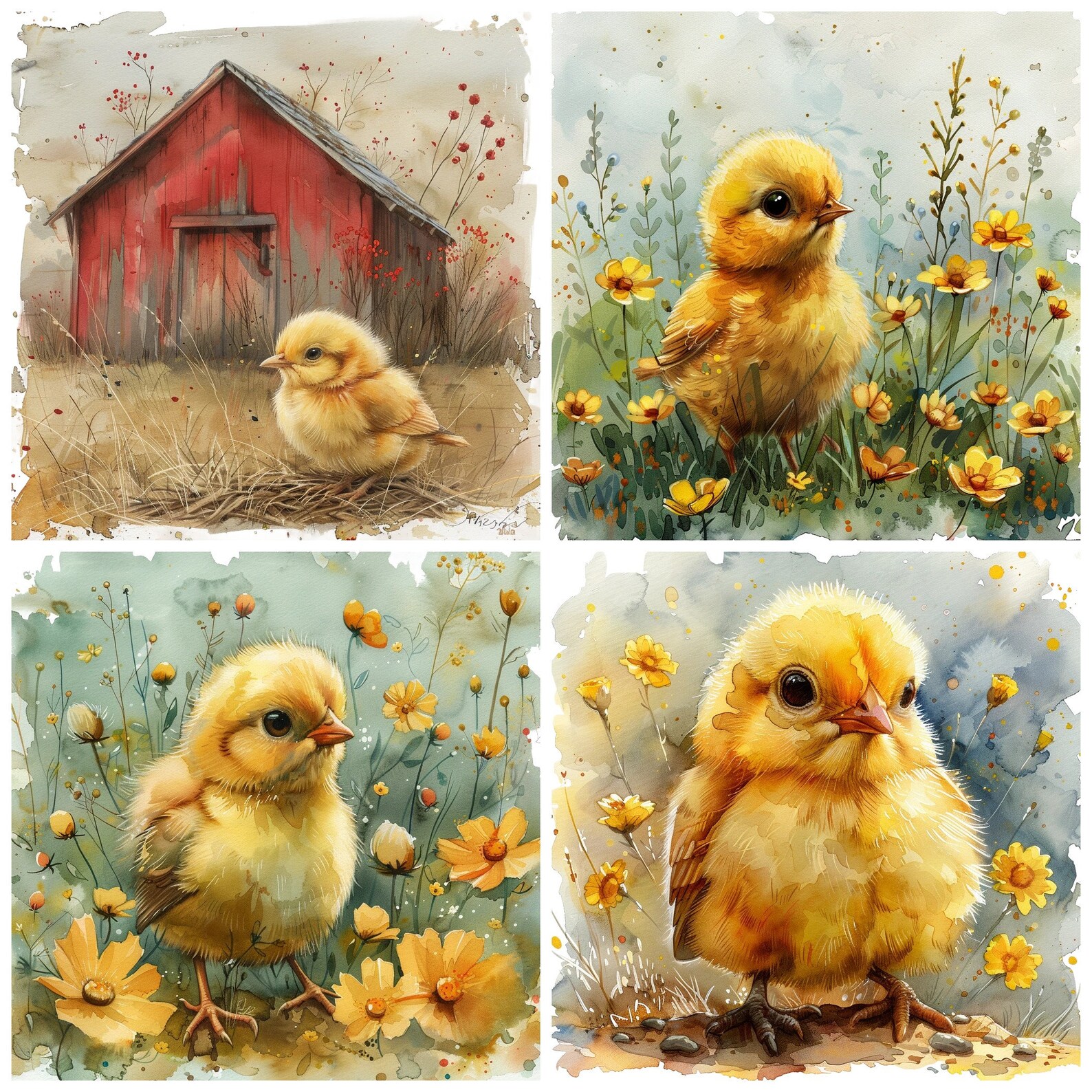 Watercolor Chick PNG Clipart, Adorable 43 Chick Illustration, Nursery ...