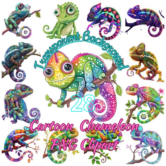 Rainbow Chameleon Clip Art