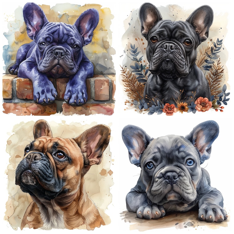 38 French Bulldog PNG Clipart, Watercolor Cute Frenchie Bulldog ...