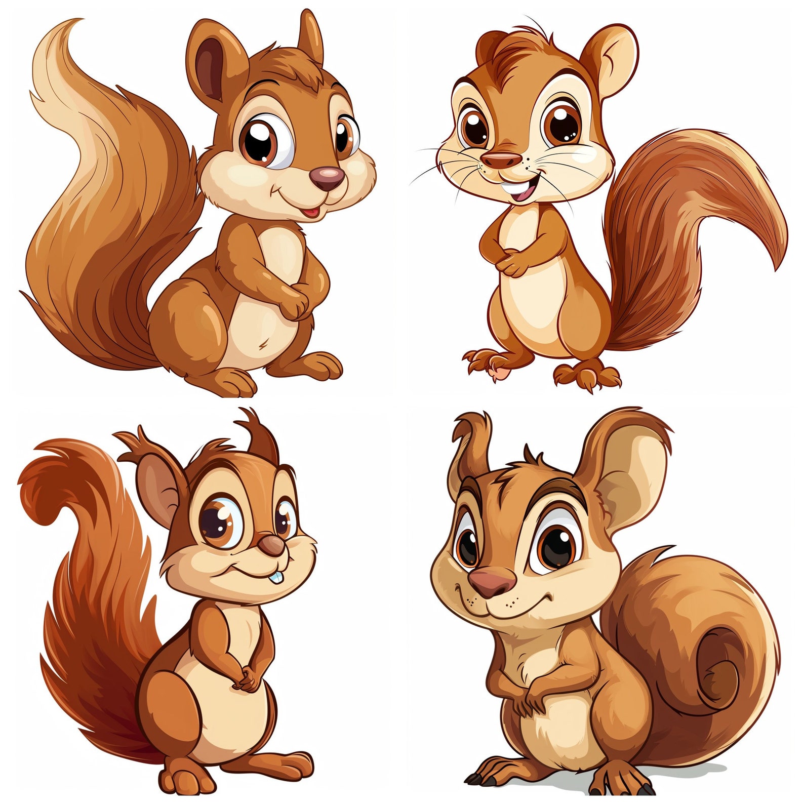 30 Cartoon Red Squirrel PNG Clipart, Adorable Red Squirrel Family ...