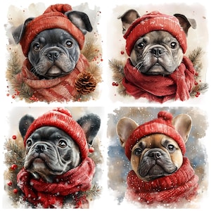 37 Christmas French Bulldog PNG Clipart Bundle, Xmas Frenchie Dog ...