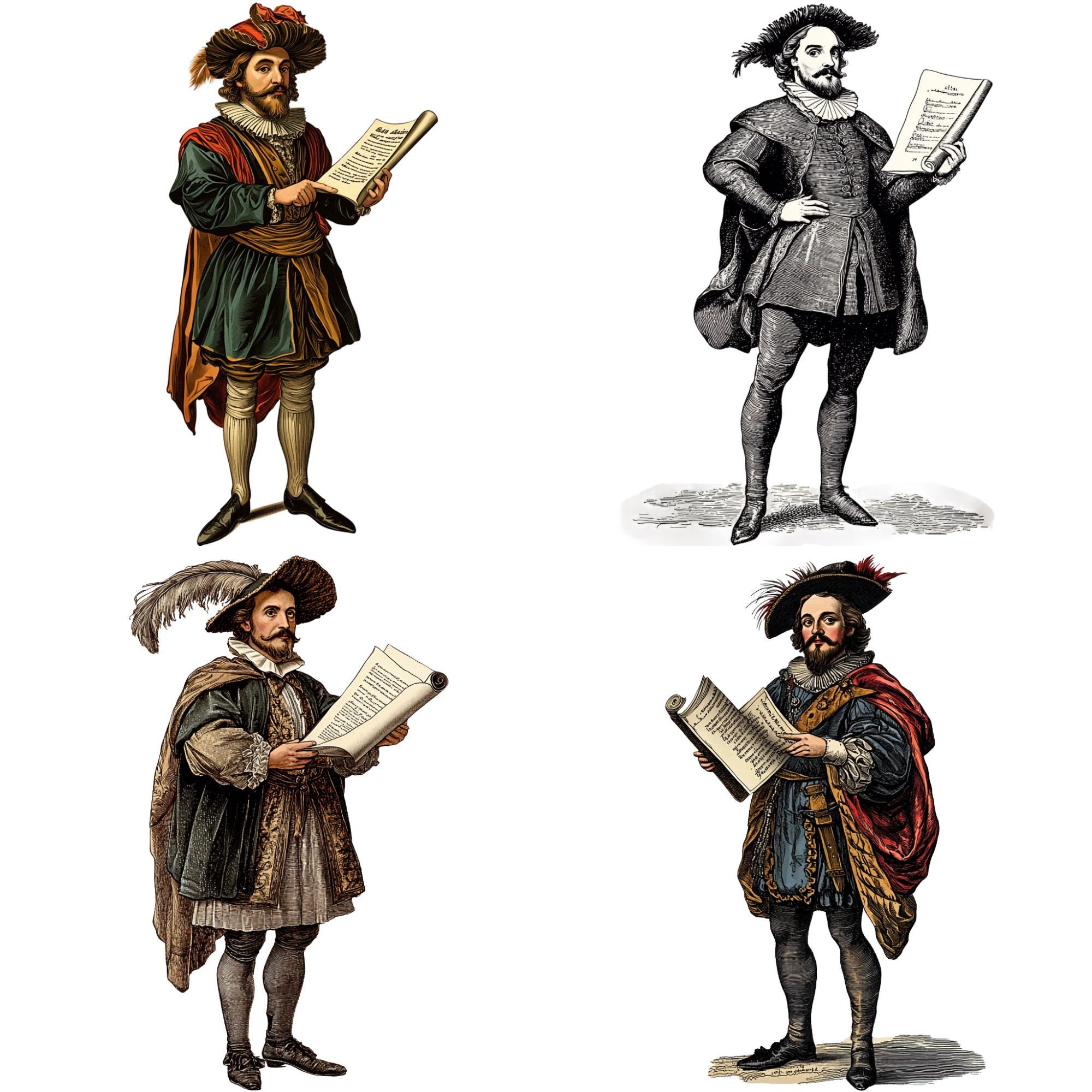 William Shakespeare PNG Clipart Bundle, Watercolor William Shakespeare ...