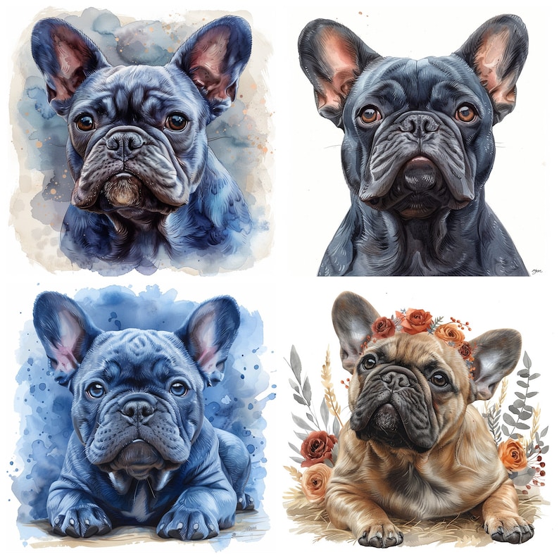 38 French Bulldog PNG Clipart, Watercolor Cute Frenchie Bulldog ...