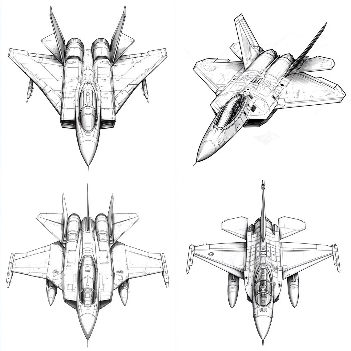 33 Modern Jet Fighter Line Art PNG Clipart Bundle, Abstract Line Art ...