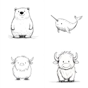 Arctic Animals Line Art PNG Clipart Bundle, Abstract Line Line Art ...