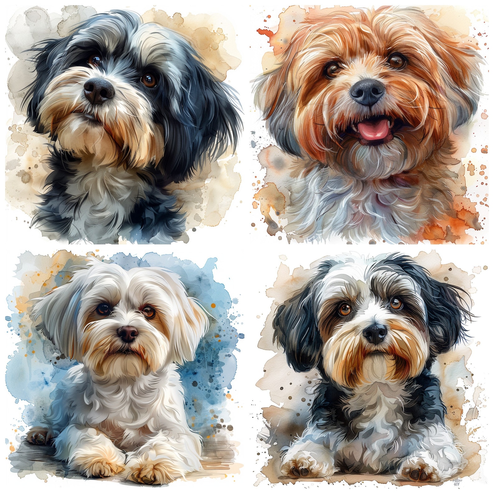 41 Havanese Dog Portrait PNG Clipart, Watercolor Havanese Bichon-type ...