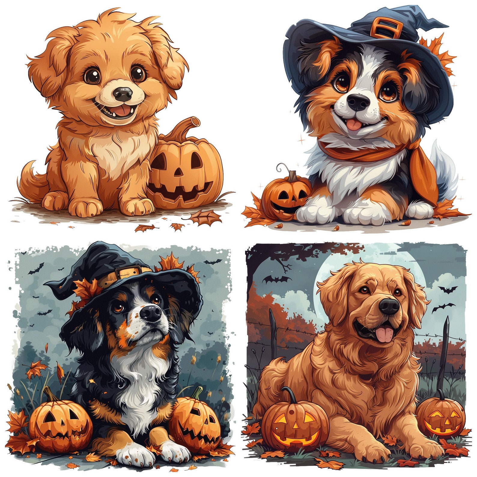 55 Halloween Dog PNG Clipart, Watercolor Halloween Puppy Transparent BG ...