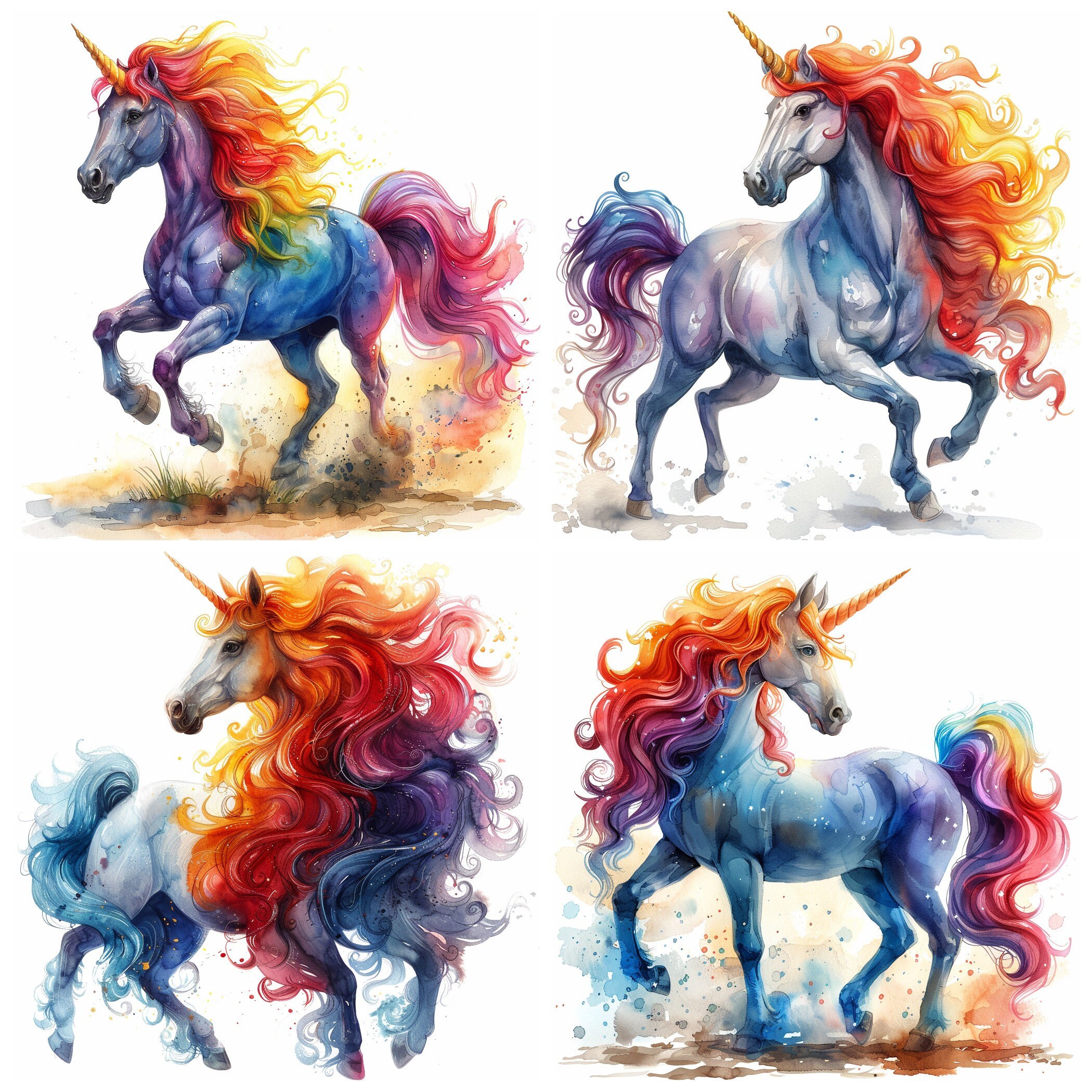 Watercolor Unicorn PNG Clipart, 26 Mythical Creature Unicorn ...