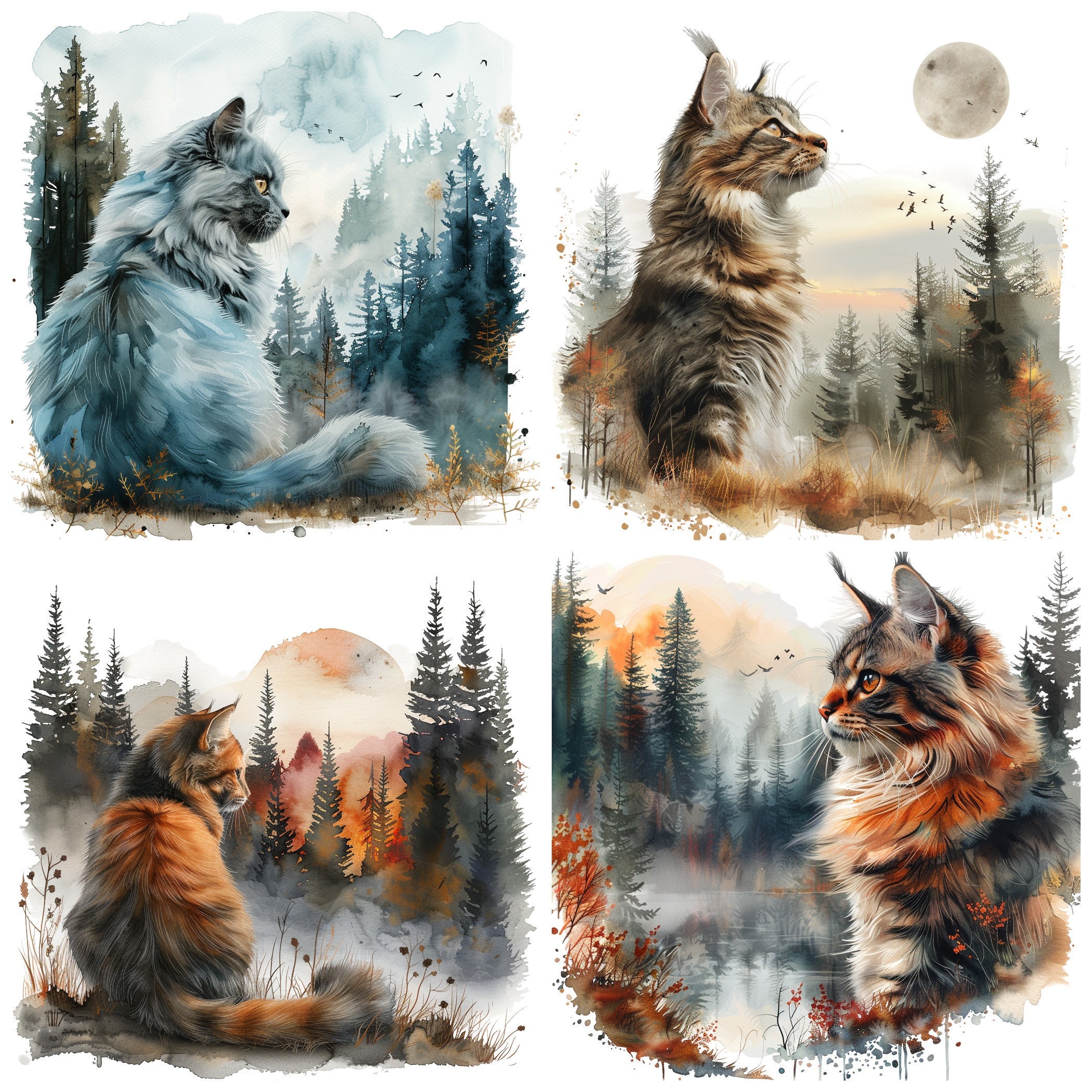 Norwegian Forrest Cat Breed PNG Clipart, Watercolor 35 Northern Europe ...