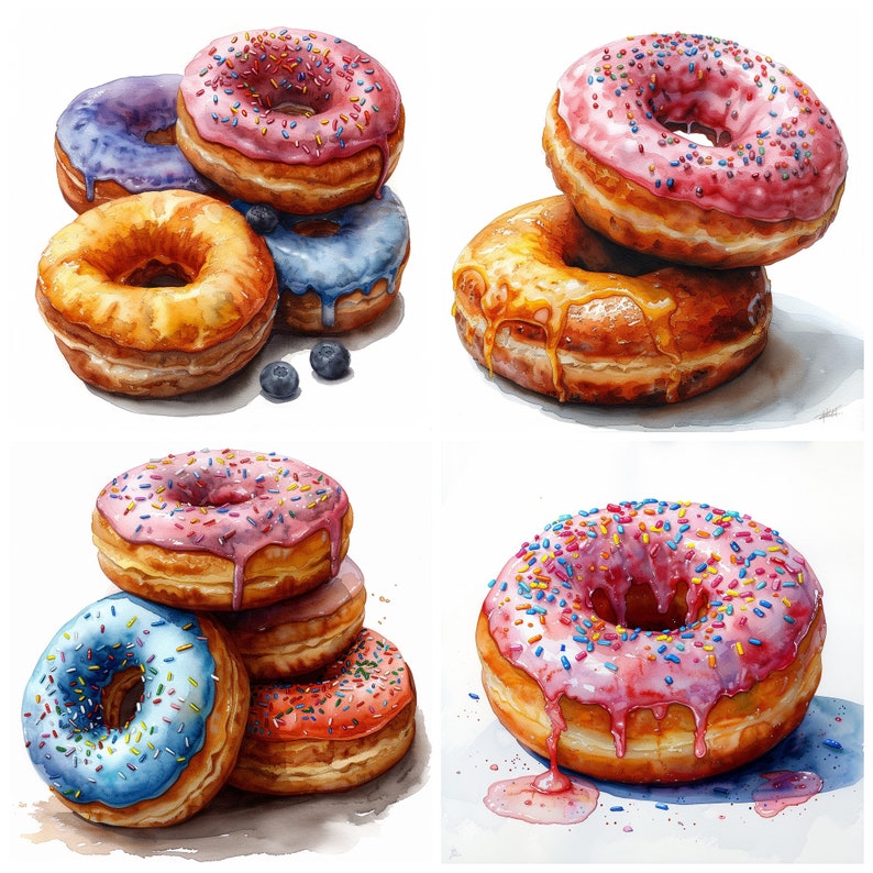 23 Donut PNG Clipart, Watercolor Doughnut Scenery Transparent ...