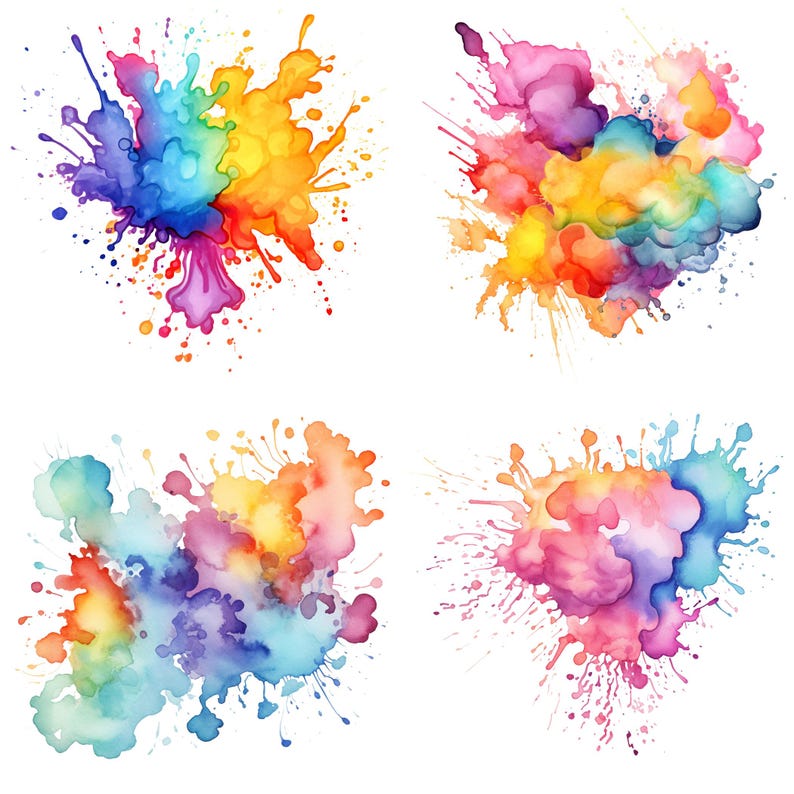 40 Watercolor Splash PNG Clipart Bundle, Color Splash Illustration ...