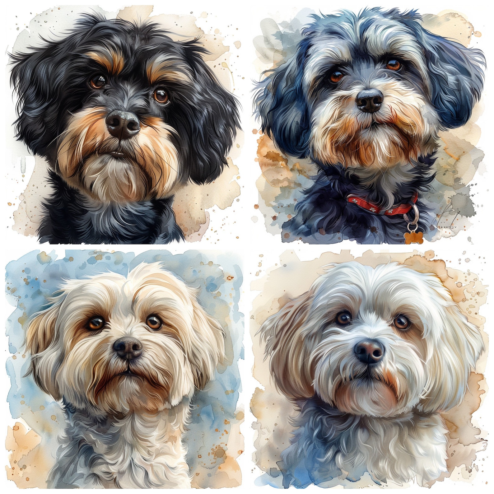 41 Havanese Dog Portrait PNG Clipart, Watercolor Havanese Bichon-type ...