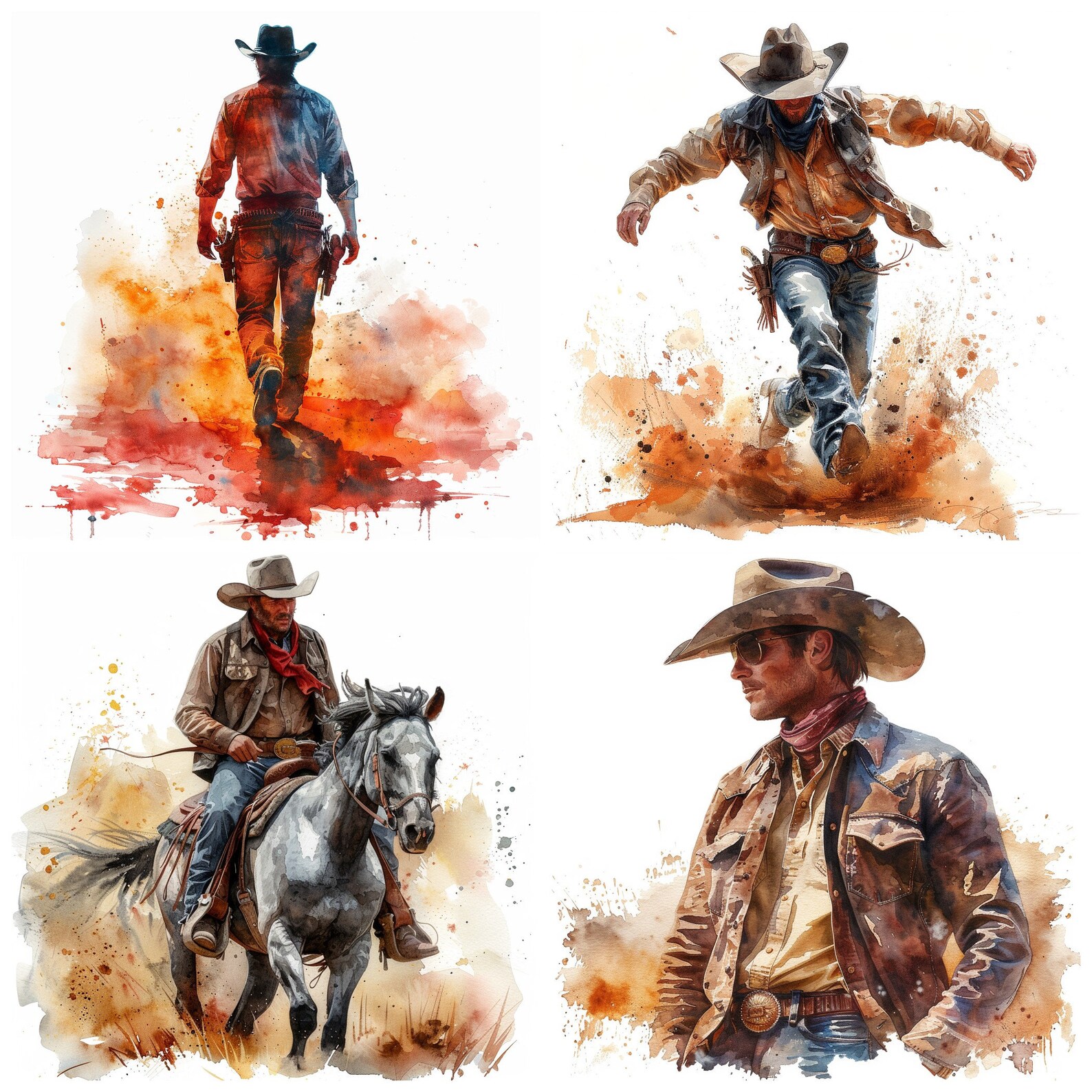 Cowboy PNG Clipart, Watercolor 33 Wild West Cowboy Scenery Image ...