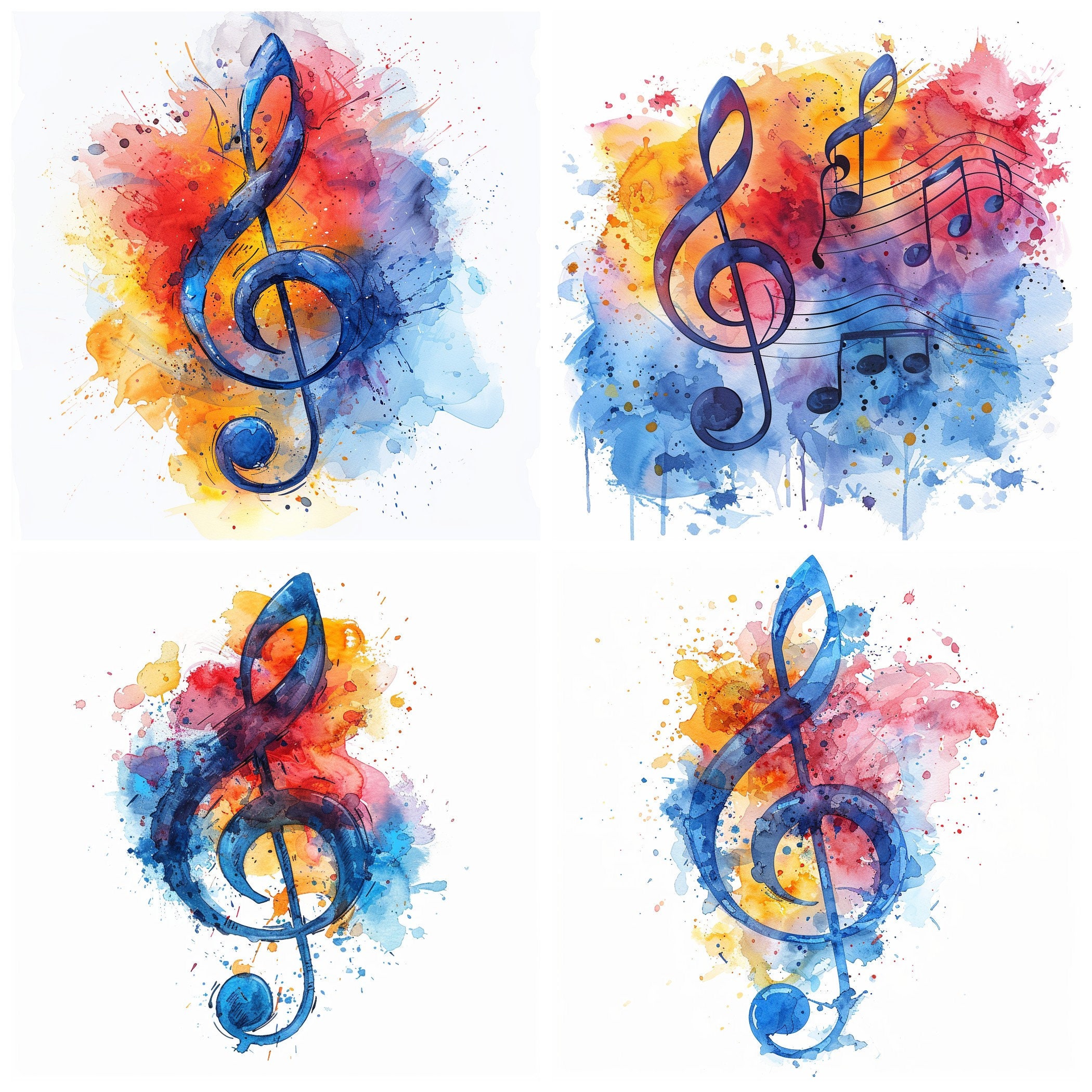 27 Treble Clef PNG Clipart, Watercolor Treble Clef Musical Symbol ...