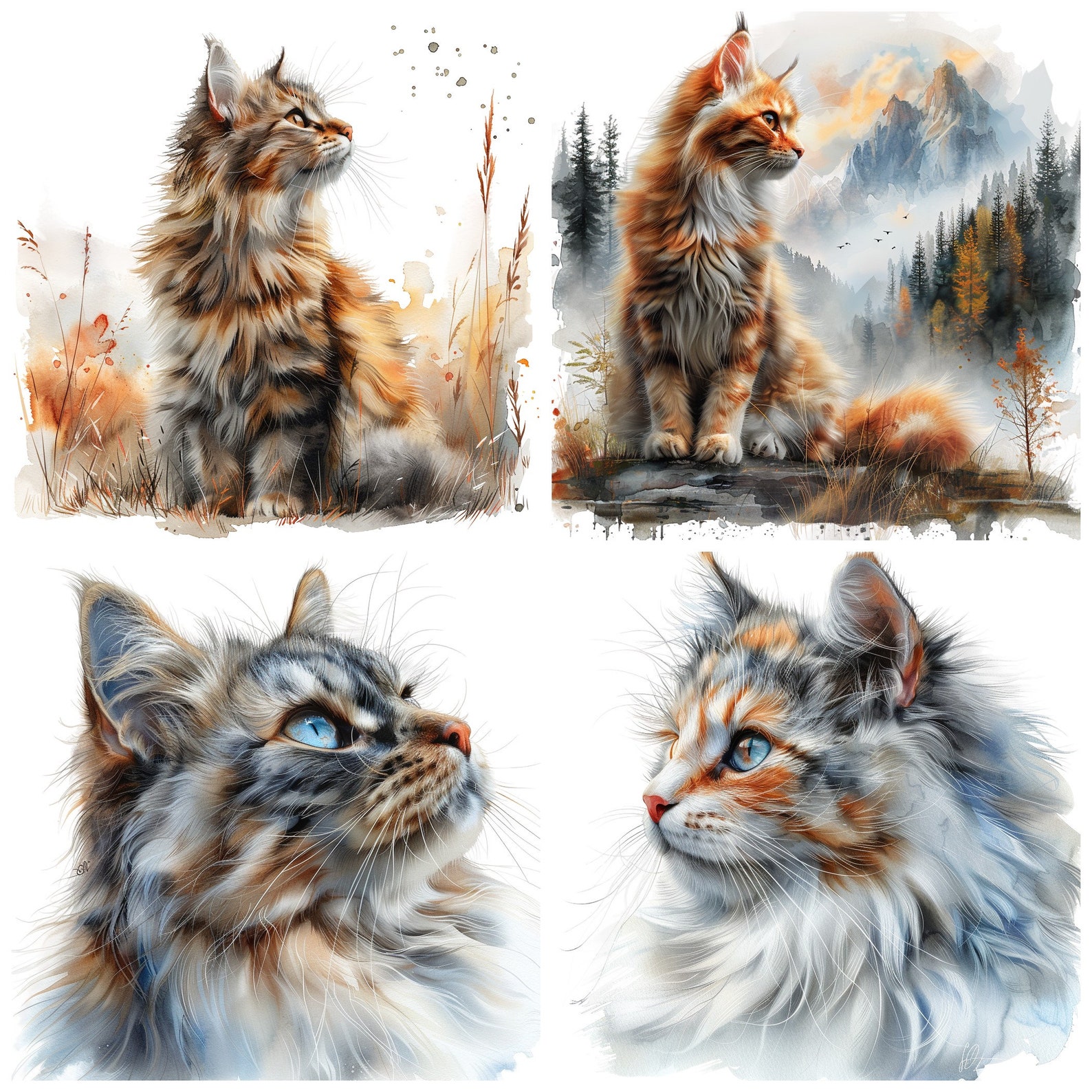 Norwegian Forrest Cat Breed PNG Clipart, Watercolor 35 Northern Europe ...