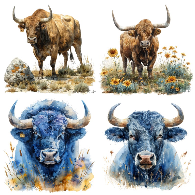Watercolor Bull PNG Clipart, 27 Livestock Bull Breed Transparent ...