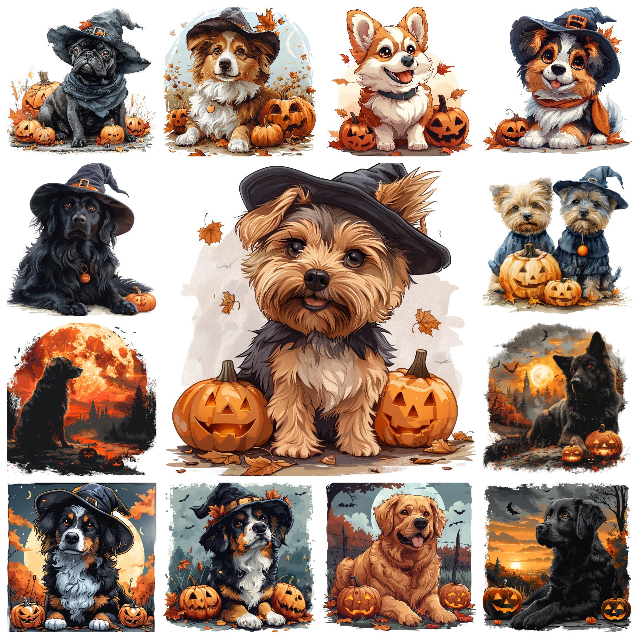 55 Halloween Dog PNG Clipart, Watercolor Halloween Puppy Transparent BG ...