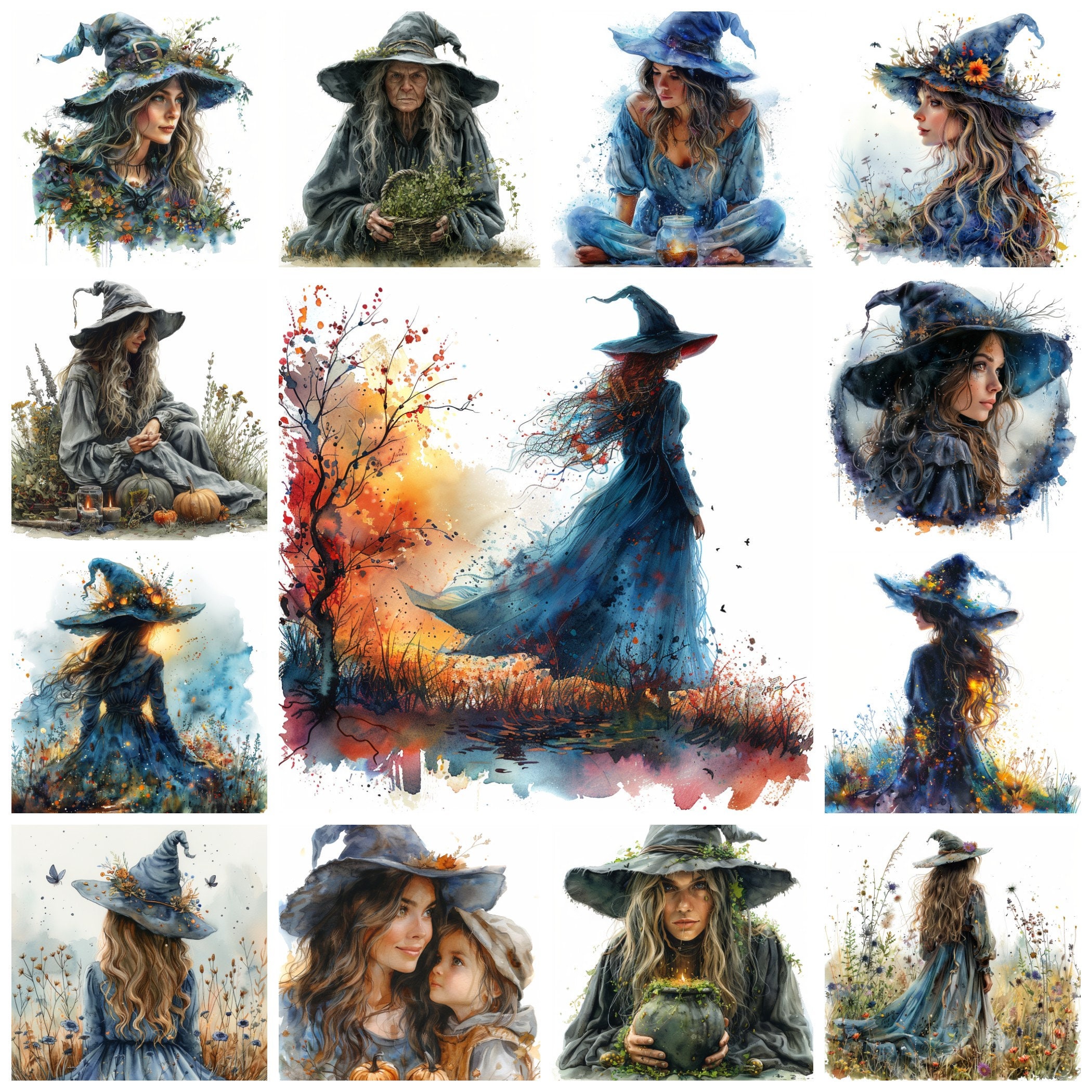 Nature Mother Witch PNG Clipart, Watercolor 40 Nature Witch Transparent ...