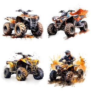 43 ATV Extreme Sport Clipart PNG Bundle, Watercolor ATV Adventure ...