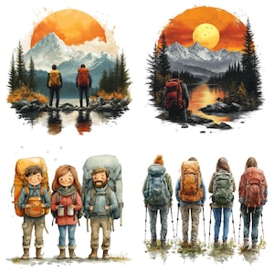 36 Backpackers PNG Clipart Bundle, Watercolor Travel Enthusiasts Images ...
