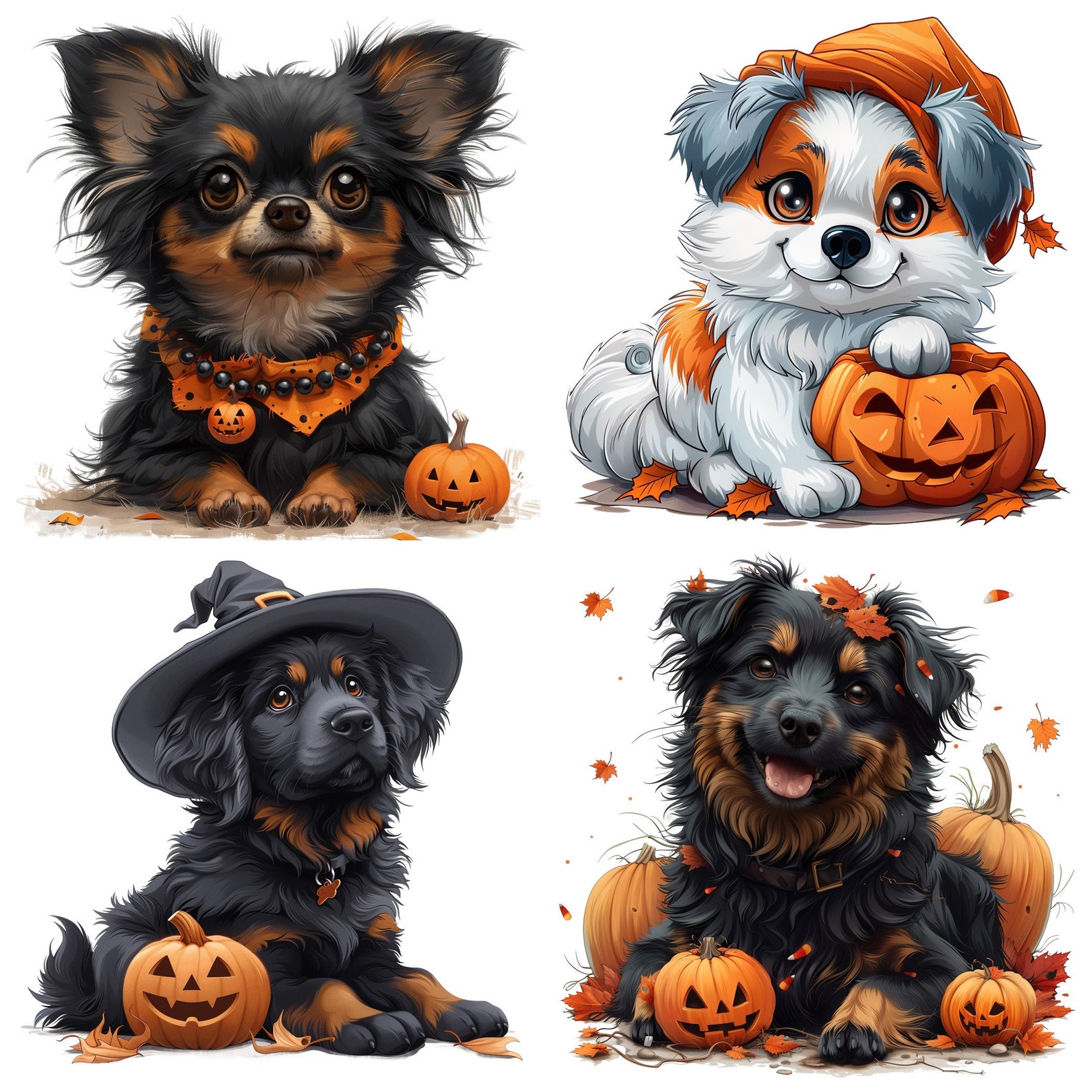 55 Halloween Dog PNG Clipart, Watercolor Halloween Puppy Transparent BG ...
